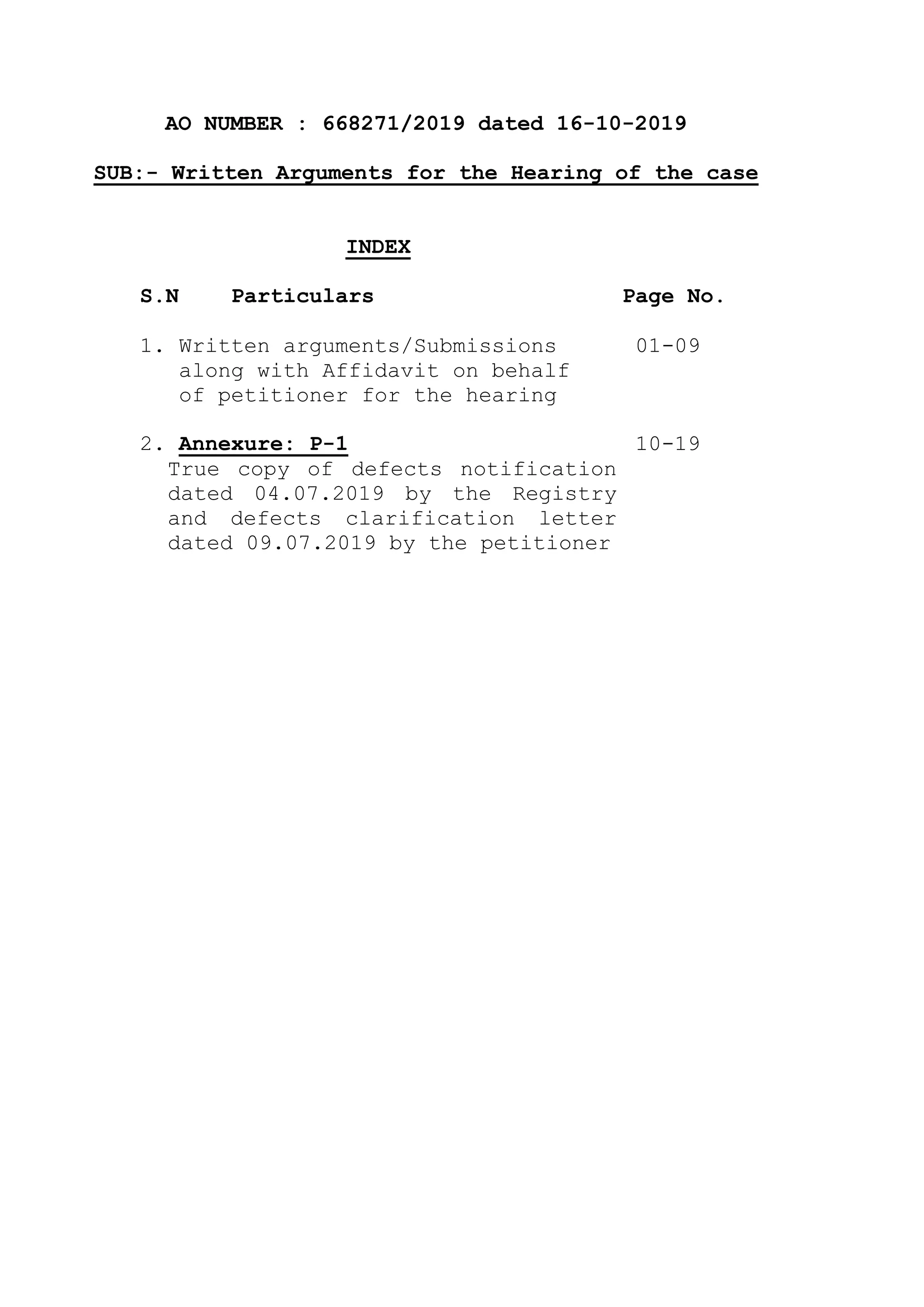 Written Arguments along with Affidavit before Patna High Court | PDF