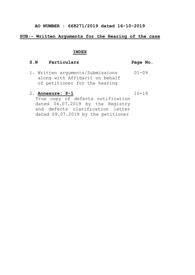 Written Arguments along with Affidavit before Patna High Court | PDF