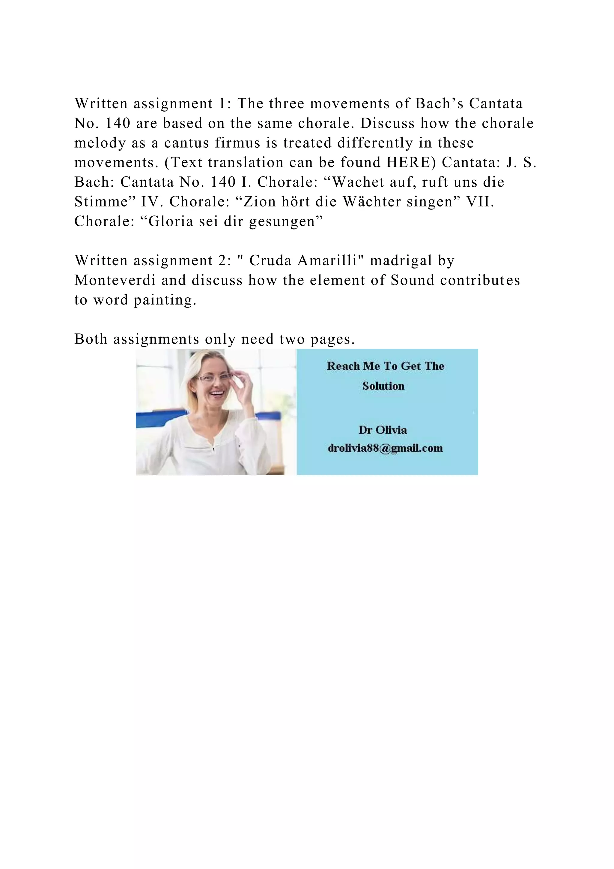 Written assignment 1 The three movements of Bach’s Cantata No. 140 .docx