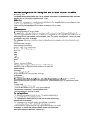Written assignment sl instructions and sample | DOC