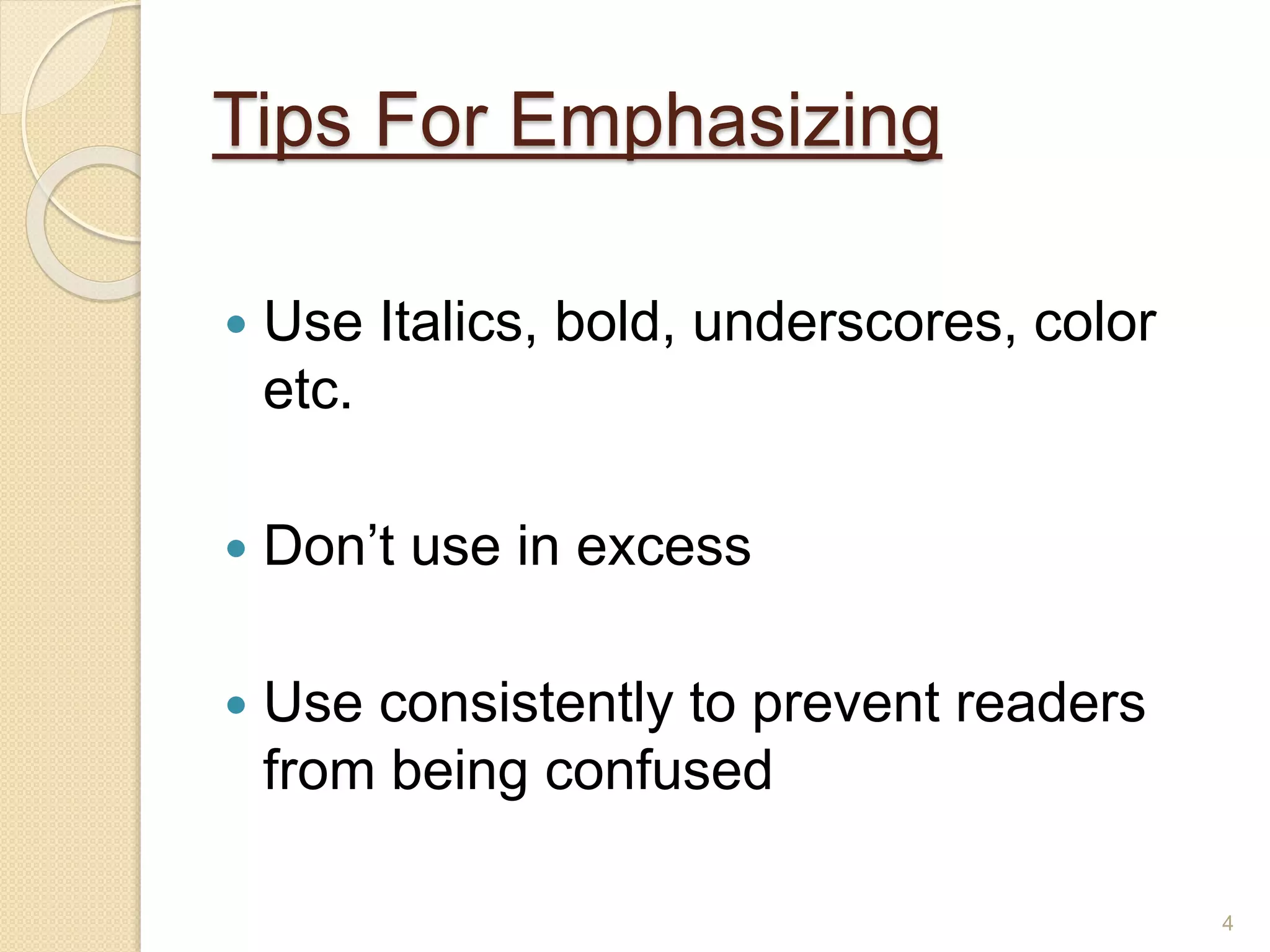 Techniques of Emphasizing in written communication | PPTX