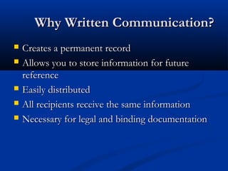 Written communication in business management | PPT