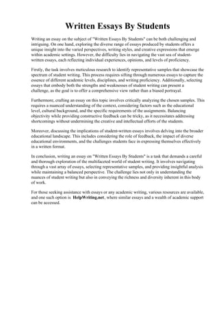 Written Essays By Students | PDF