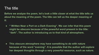 Written near a port on a dark evening charlotte smith | PPT