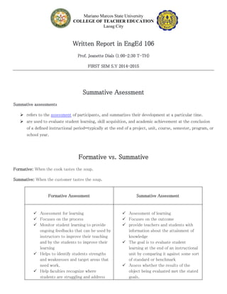 Written report summative assessment | DOCX