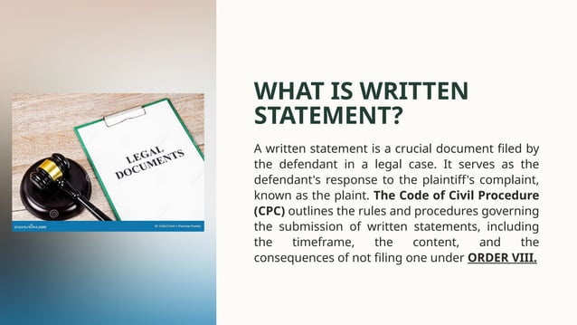 WRITTEN STATEMENT code of civil procedure, drafting subject | PPT