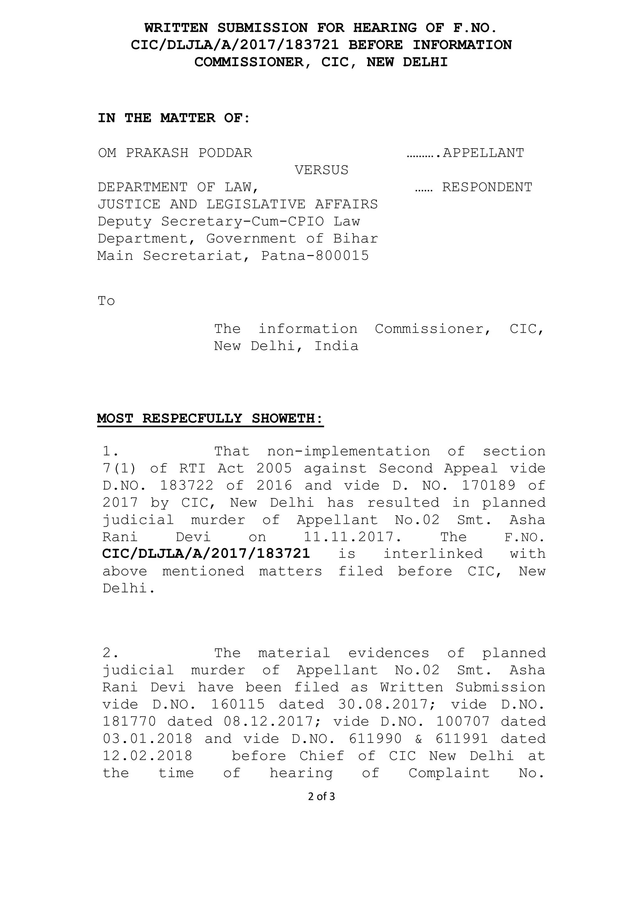 Written submission for hearing D.NO.183721 | PDF