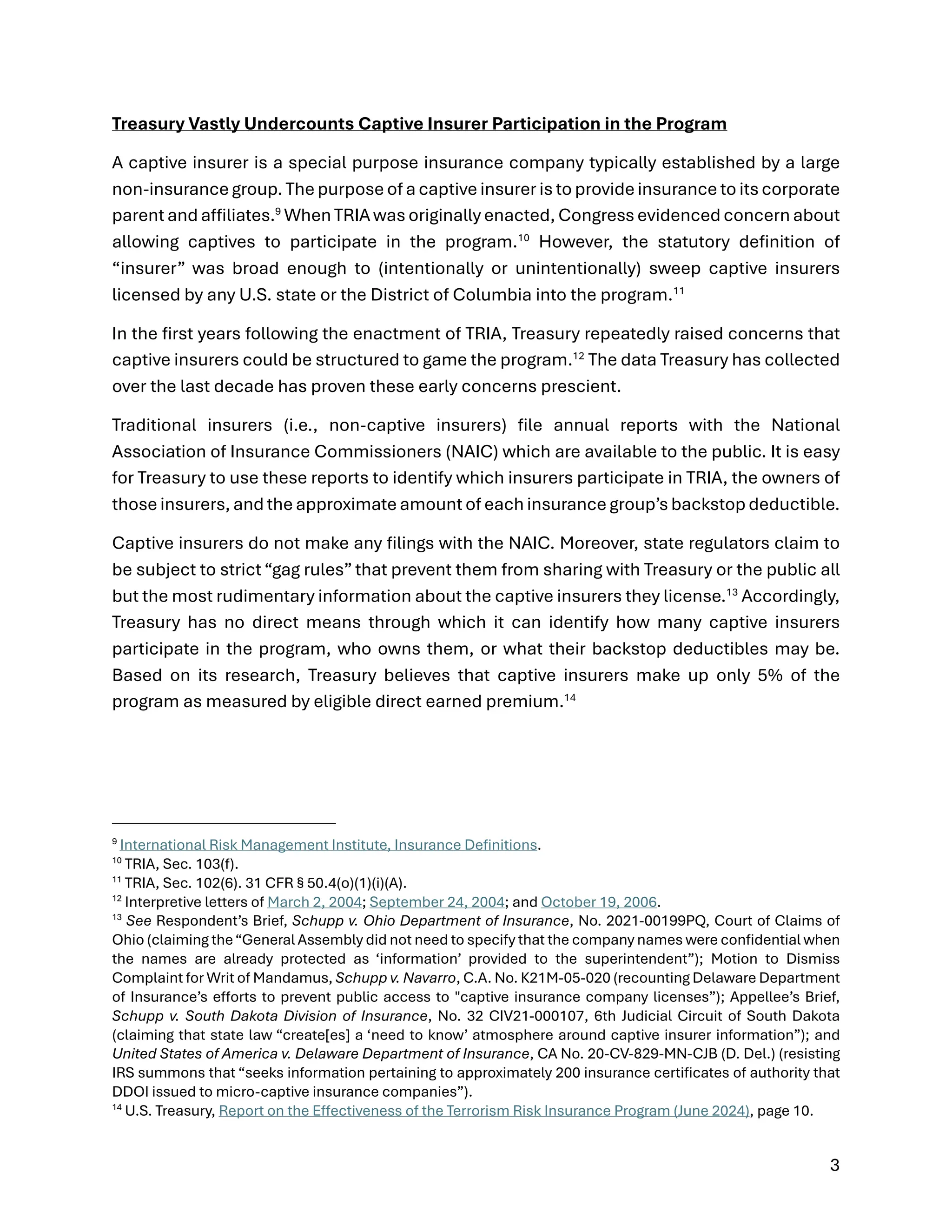 TRIA Renewal 2027: Testimony of Jason Schupp | PDF