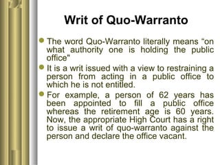 Writ..... types of writ | PPT | Hinduism | Religion & Spirituality