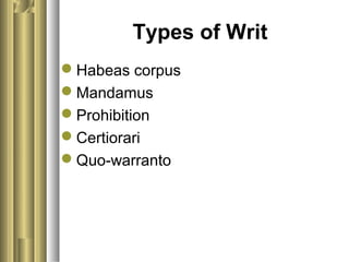 Writ..... types of writ | PPT | Hinduism | Religion & Spirituality