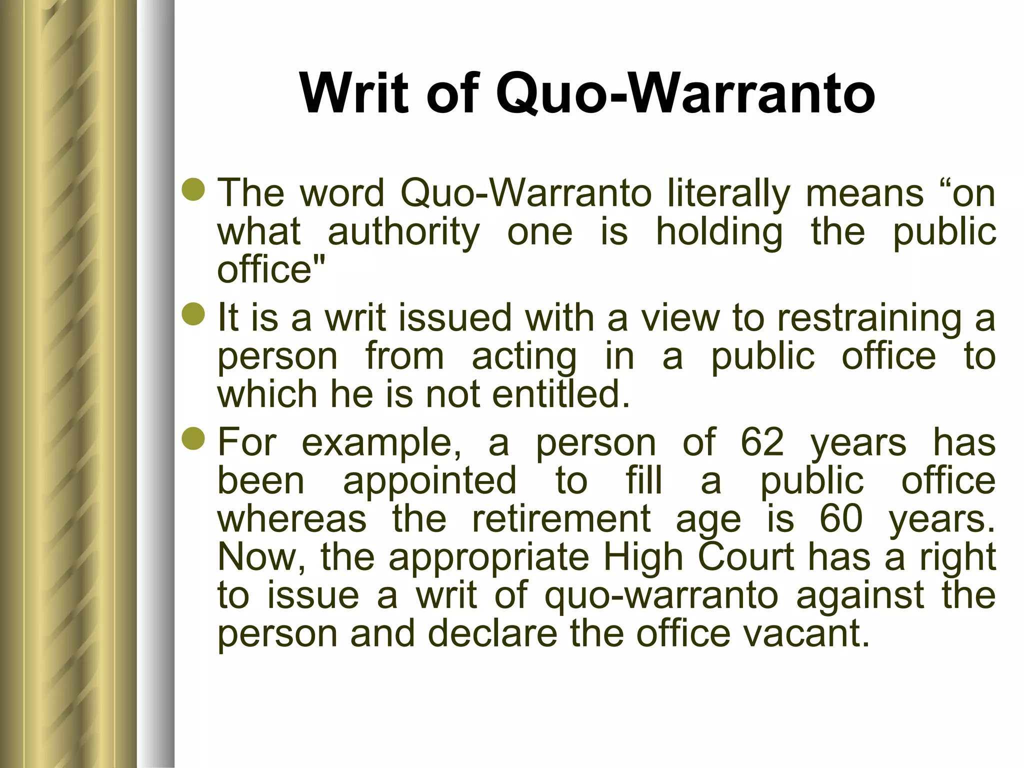 Writ – types of writ | PPT