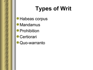Writ – types of writ | PPT