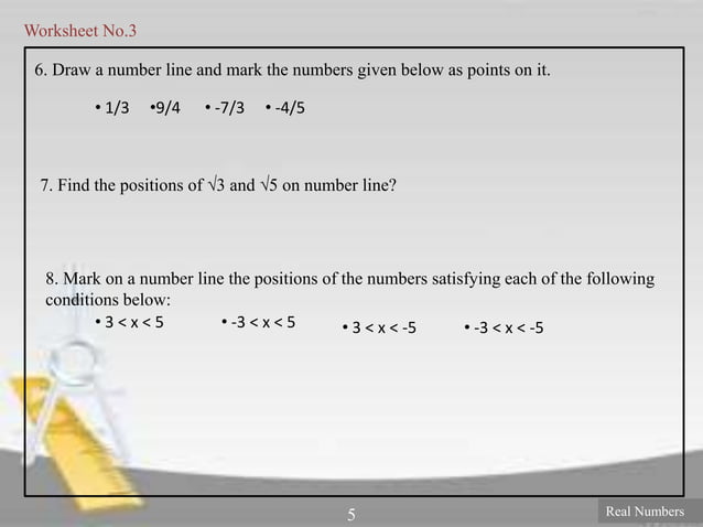 MATHEMATICS WORKBOOK FOR THE UNIT "REAL NUMBERS" | PPSX