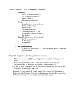 Written Report on Product: Labeling | DOCX