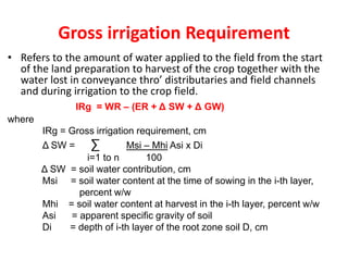 WR, NIR, GIR, ER, methods for estimating ER, Irrigation efficiencies.ppt