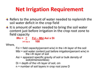 WR, NIR, GIR, ER, methods for estimating ER, Irrigation efficiencies.ppt