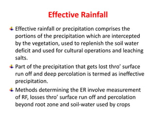 WR, NIR, GIR, ER, methods for estimating ER, Irrigation efficiencies.ppt