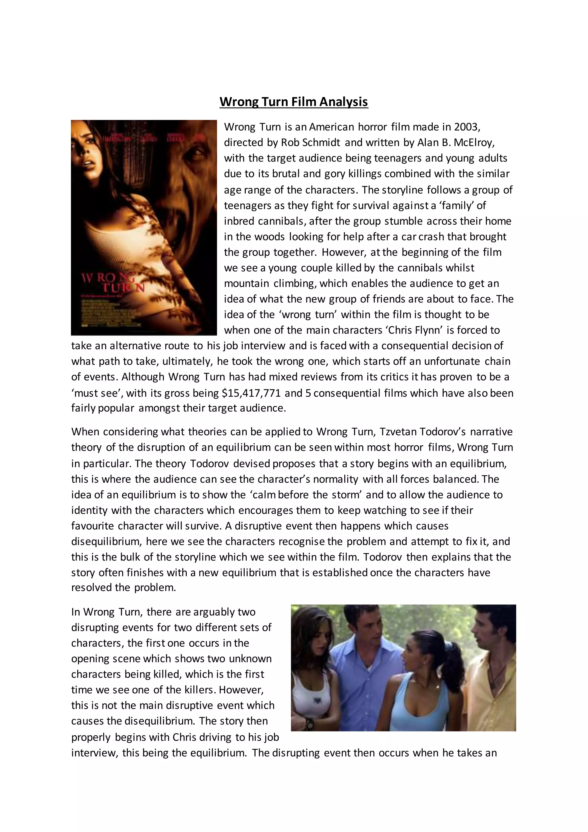 Wrong turn film analysis | DOCX