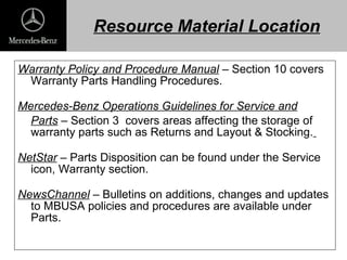Warranty Parts Return Presentation 09 2003 | PPT | Auto Parts | Automotive