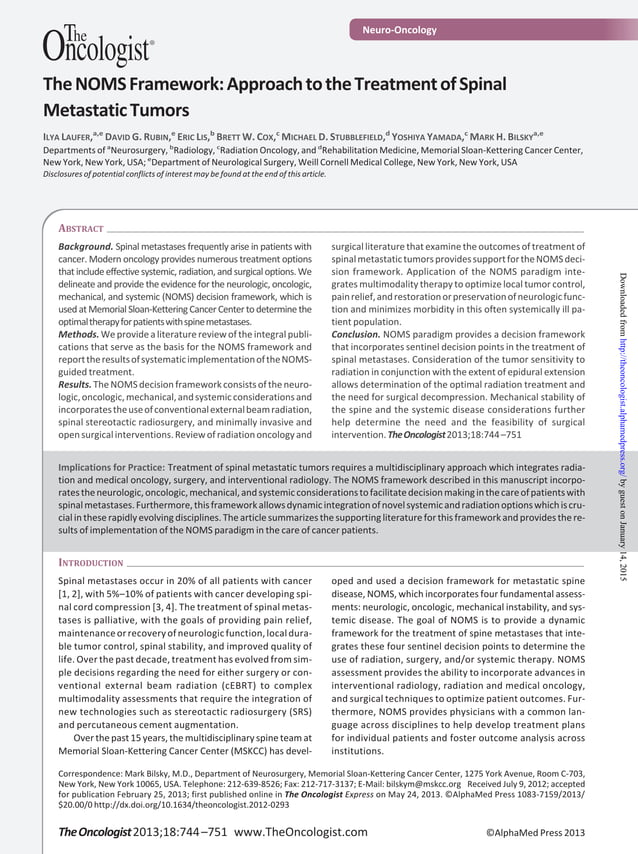 The noms framework_approach_to_the_treatment_of_spinal_metastatic ...