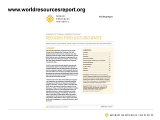 Reducing Food Loss and Waste: Creating a Sustainable Food Future ...
