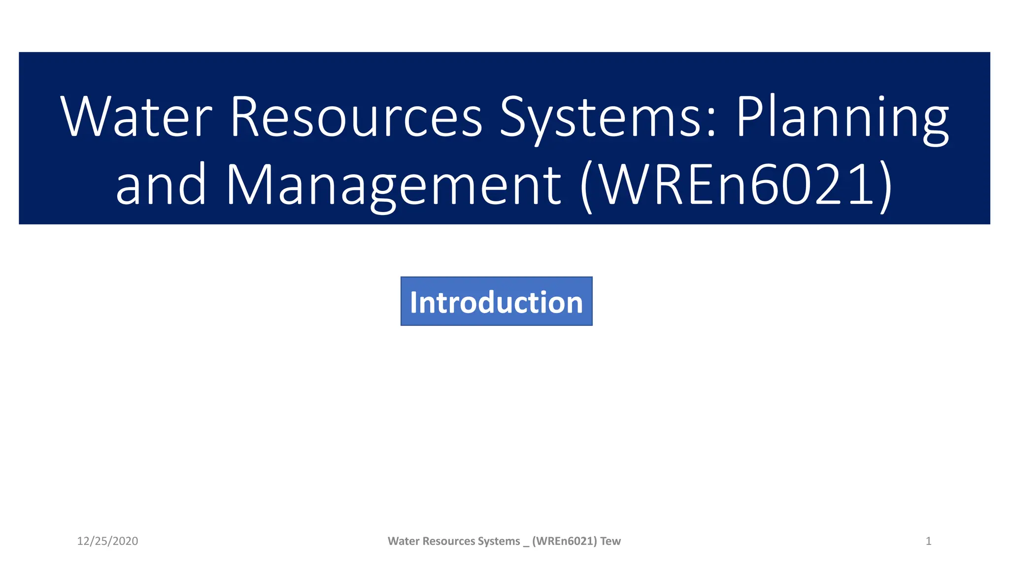 Water Resources System: Planning and Managment | PDF