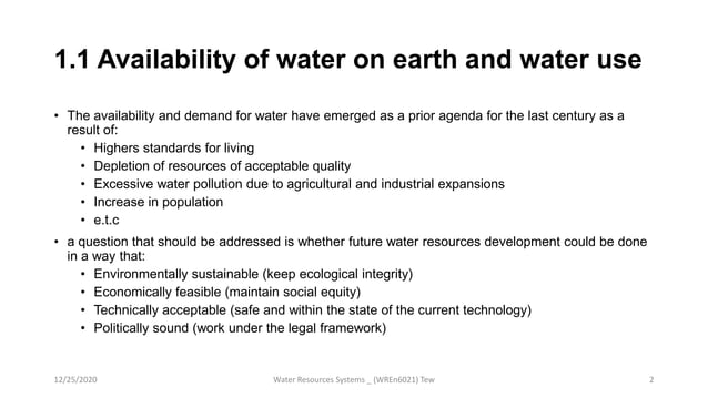 Water Resources System: Planning and Managment | PDF | Environmental ...