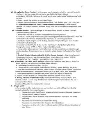 WRT 160 Library Instruction Outline | PDF