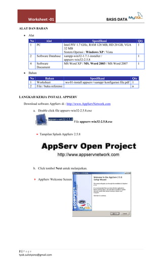 Ws 01-install appserv+xampp+konfigurasi file | PDF