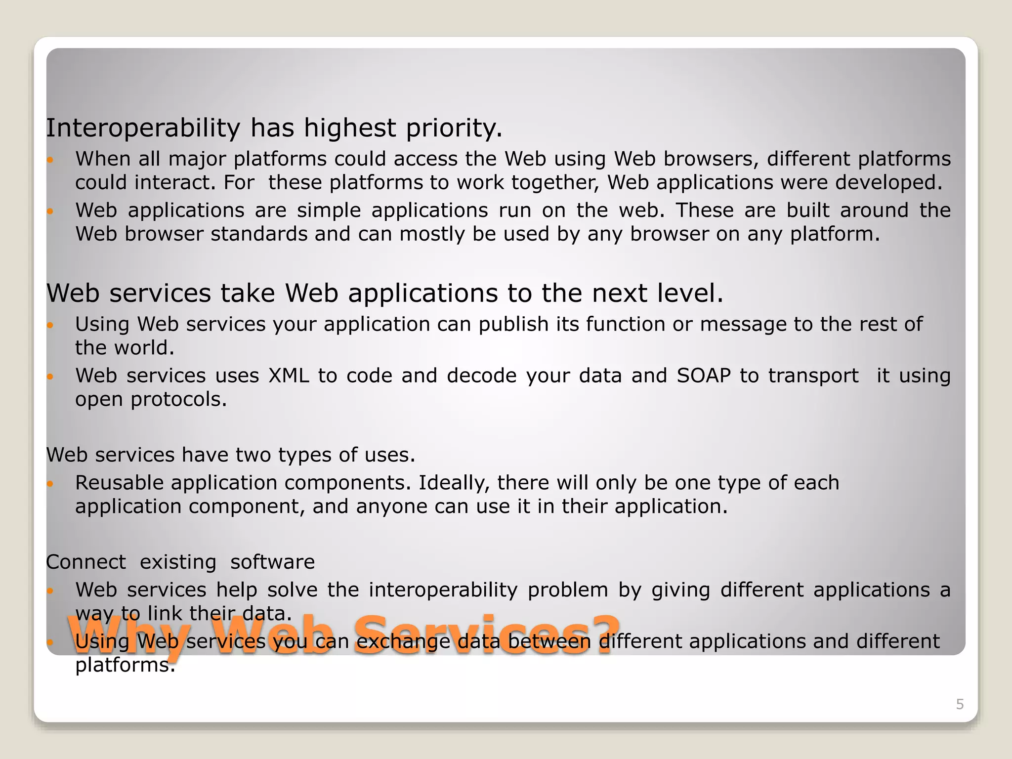 WebServices Basic Introduction | PPTX | Web Development | Internet