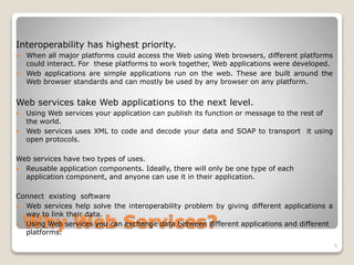 WebServices Basic Introduction | PPTX | Web Development | Internet