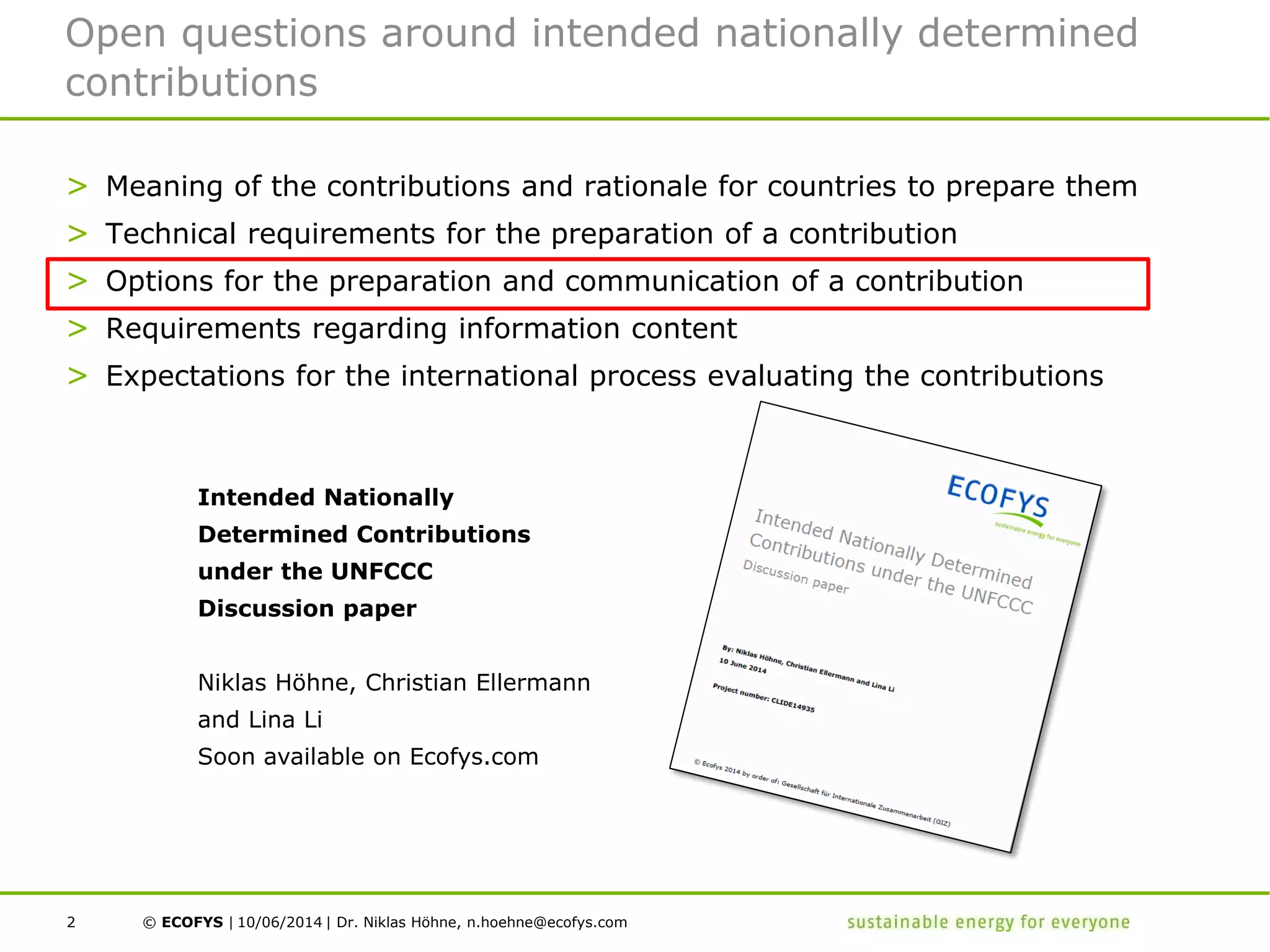 Intended Nationally Determined Contributions under the UNFCCC | PDF