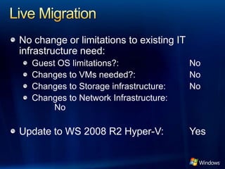 Ws08 r2 hyper v overview r2 | PPTX | Operating Systems | Computer Software and Applications