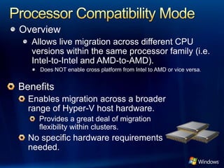 Ws08 r2 hyper v overview r2 | PPTX | Operating Systems | Computer Software and Applications