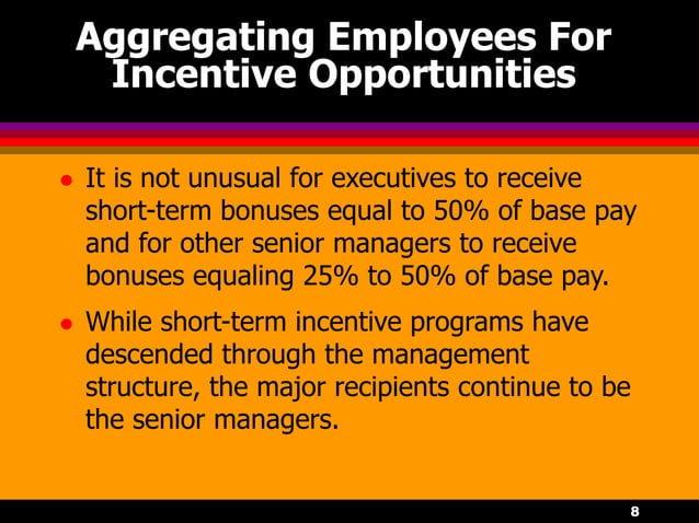 Presentation on Short Term Incentives for Management | PPT