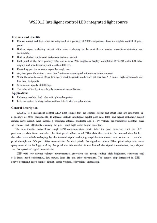 WS2812 Smart LED Datasheet | PDF | Computer Peripherals | Computing