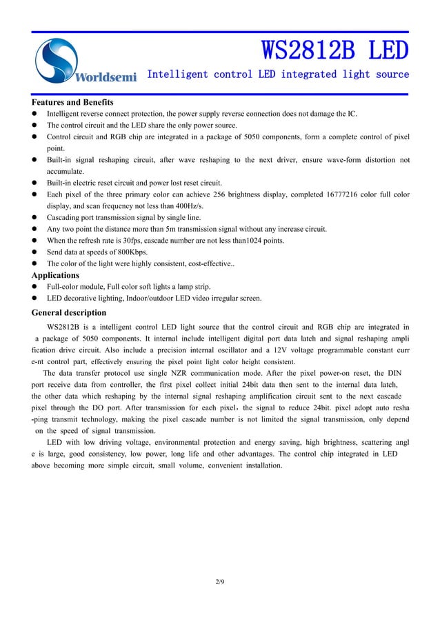 Ws2812 b led-datasheet | PDF | Computer Peripherals | Computing