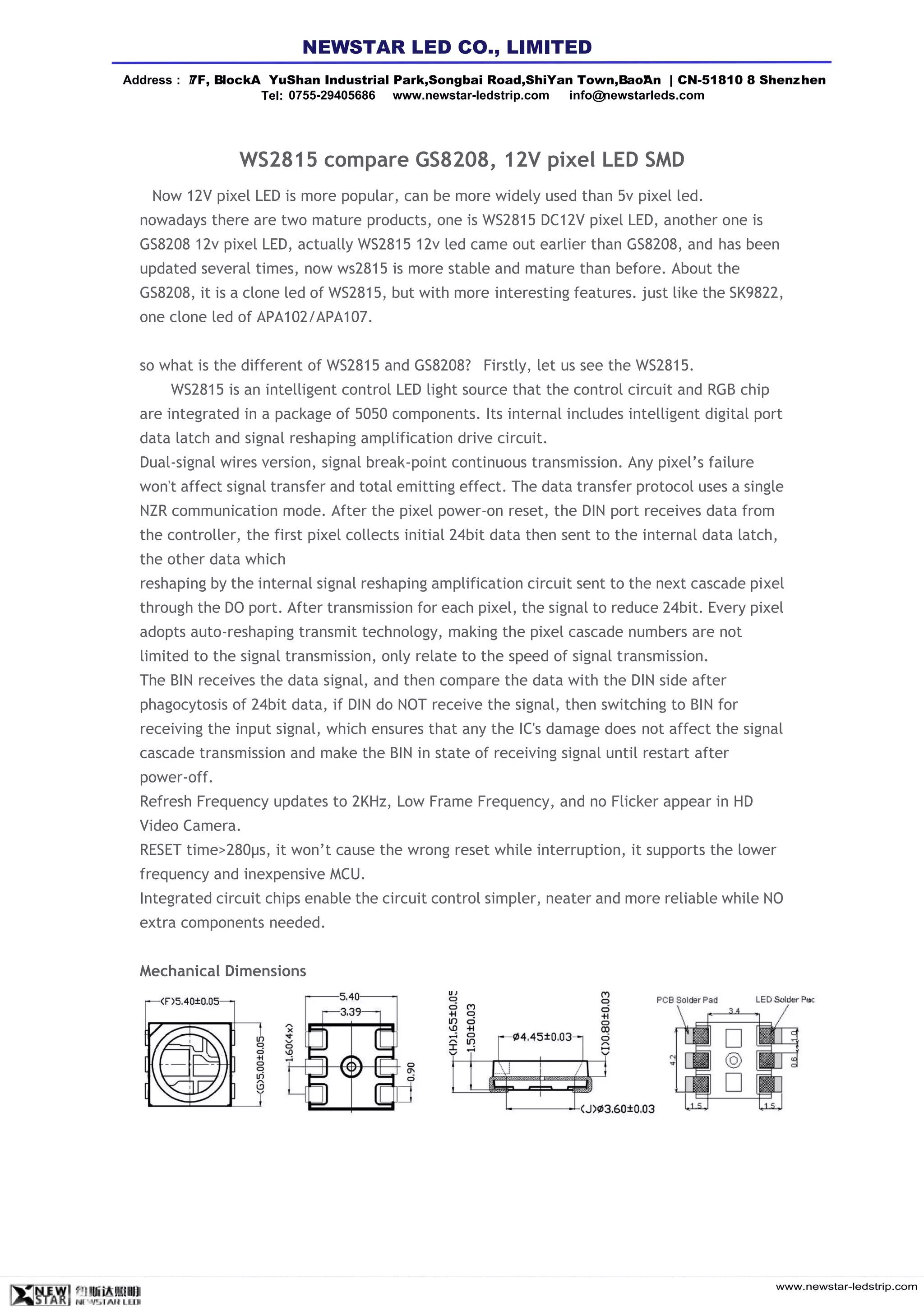 Ws2815 compare gs8208 pixel led | PDF