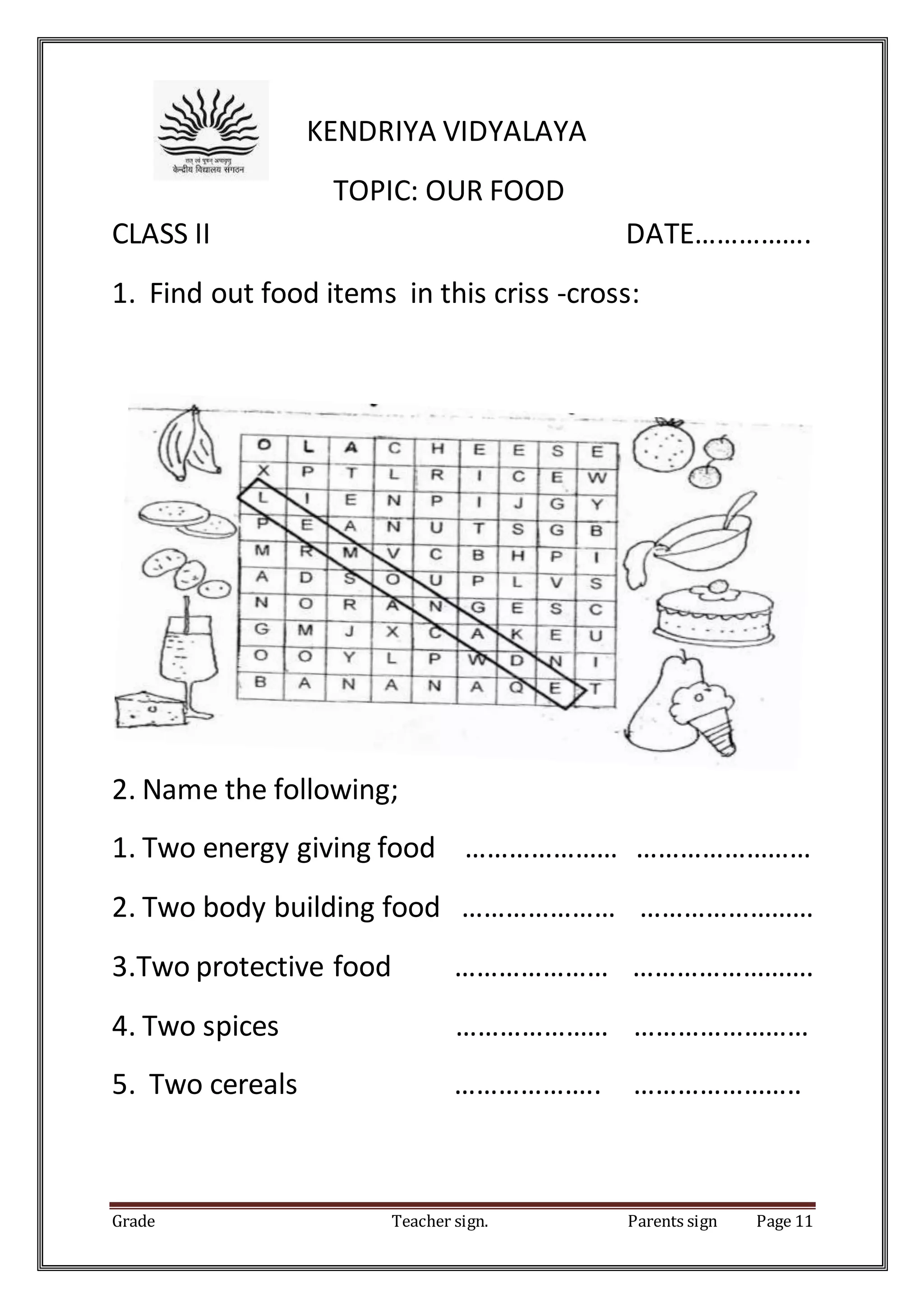 CLASS II EVS WORKSHEETS | DOCX