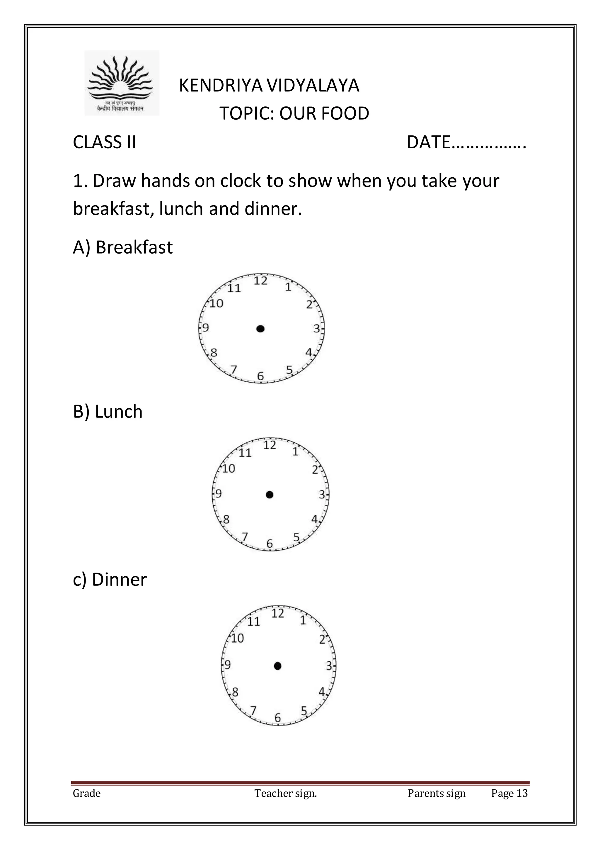 CLASS II EVS WORKSHEETS | DOCX
