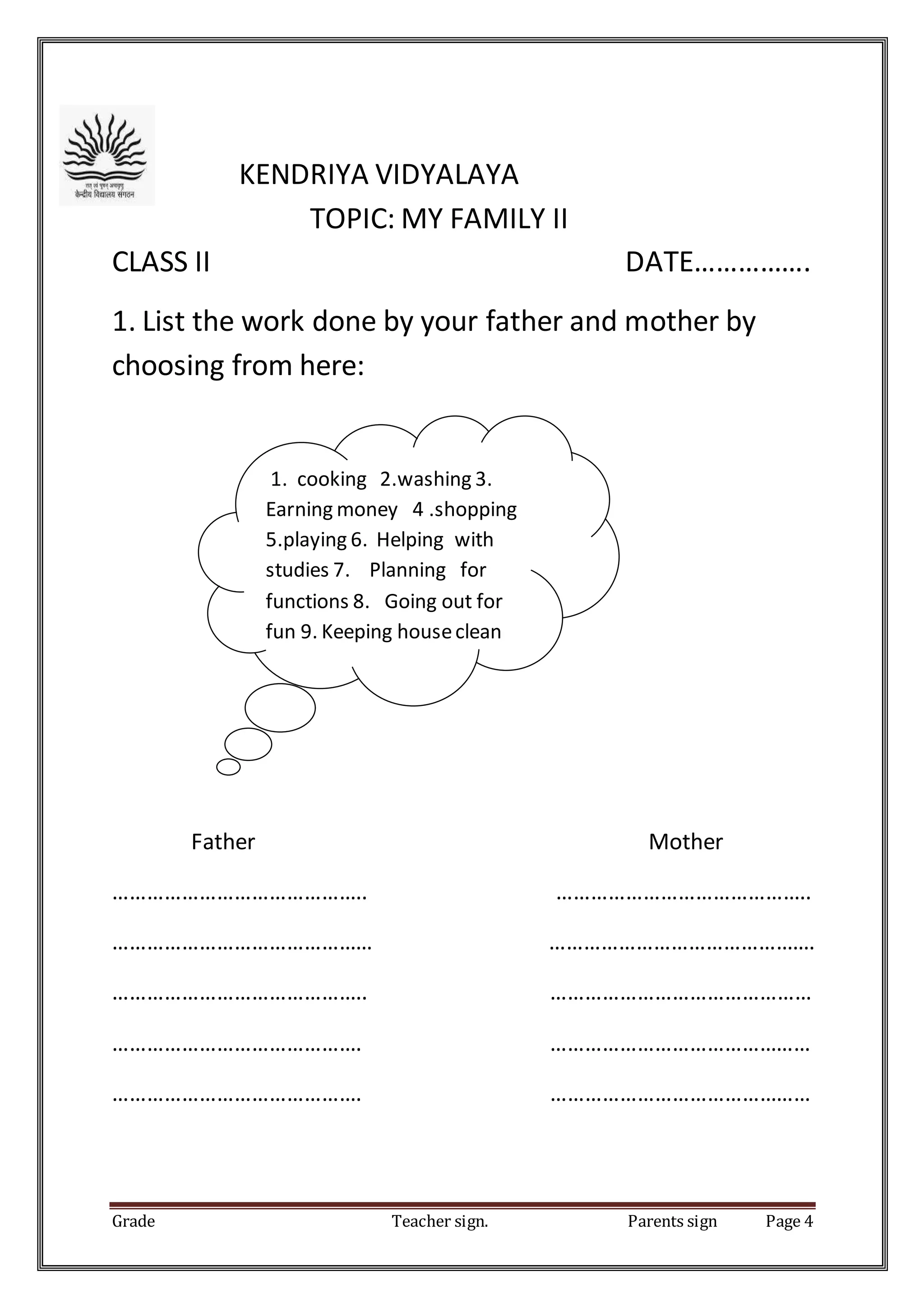 CLASS II EVS WORKSHEETS | DOCX