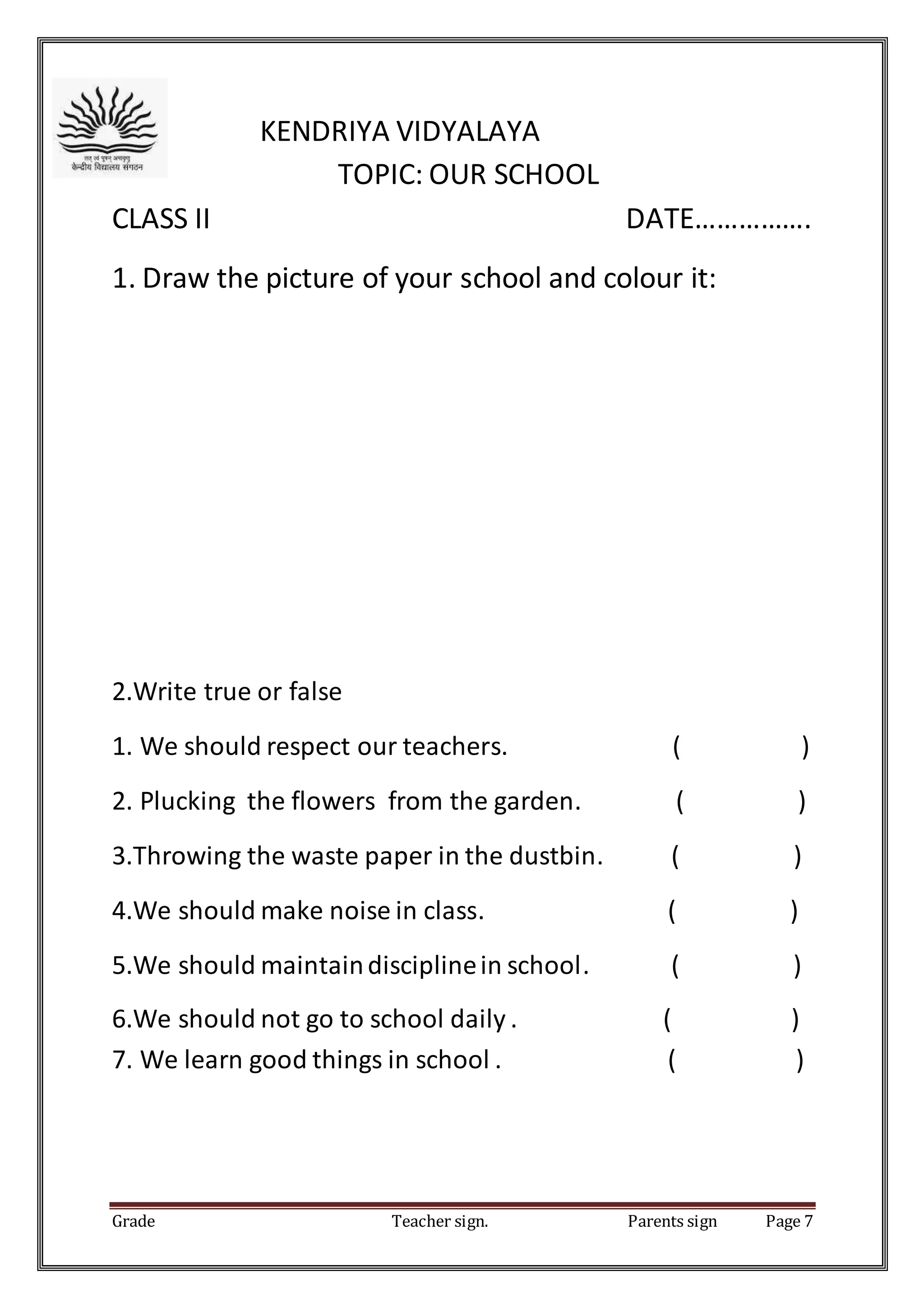 Class Ii Evs Worksheets Docx