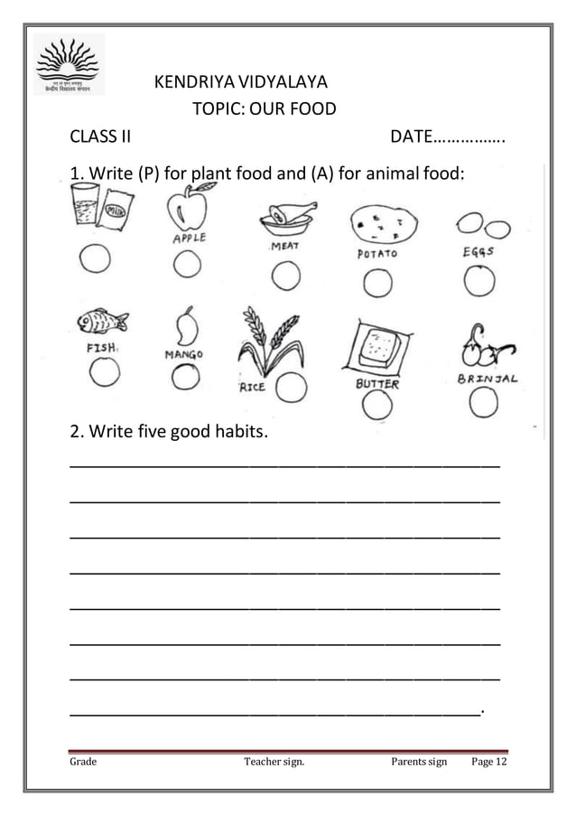 CLASS II EVS WORKSHEETS | DOCX
