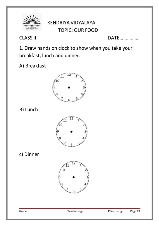 CLASS II EVS WORKSHEETS | DOCX