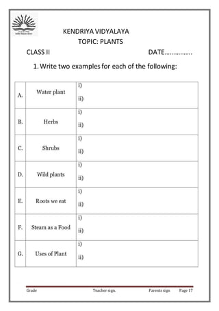 CLASS II EVS WORKSHEETS | DOCX