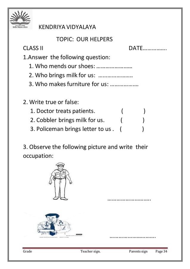 CLASS II EVS WORKSHEETS | DOCX