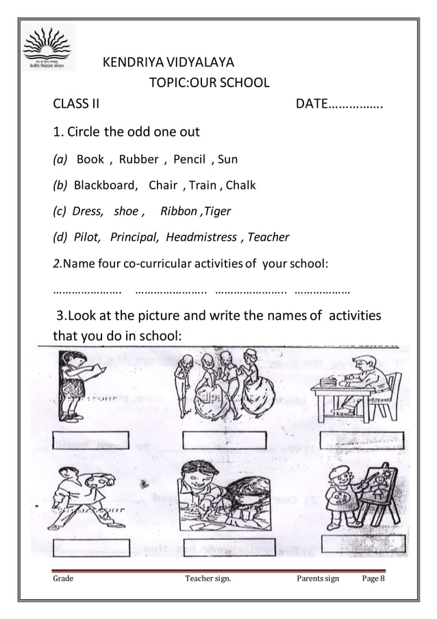 Class Ii Evs Worksheets Docx