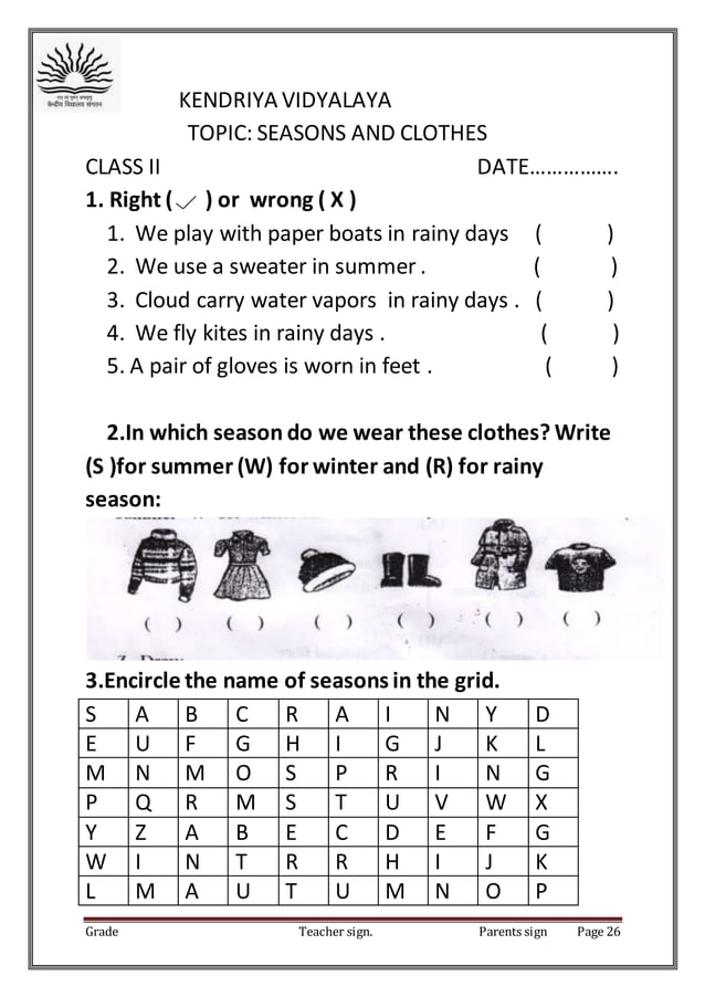 CLASS II EVS WORKSHEETS | PDF