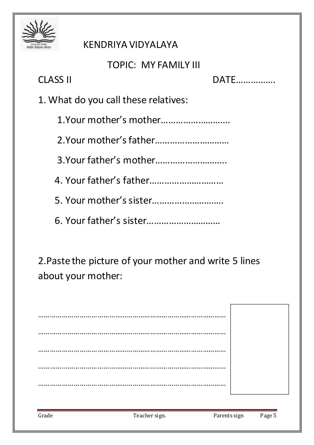 CLASS II EVS WORKSHEETS