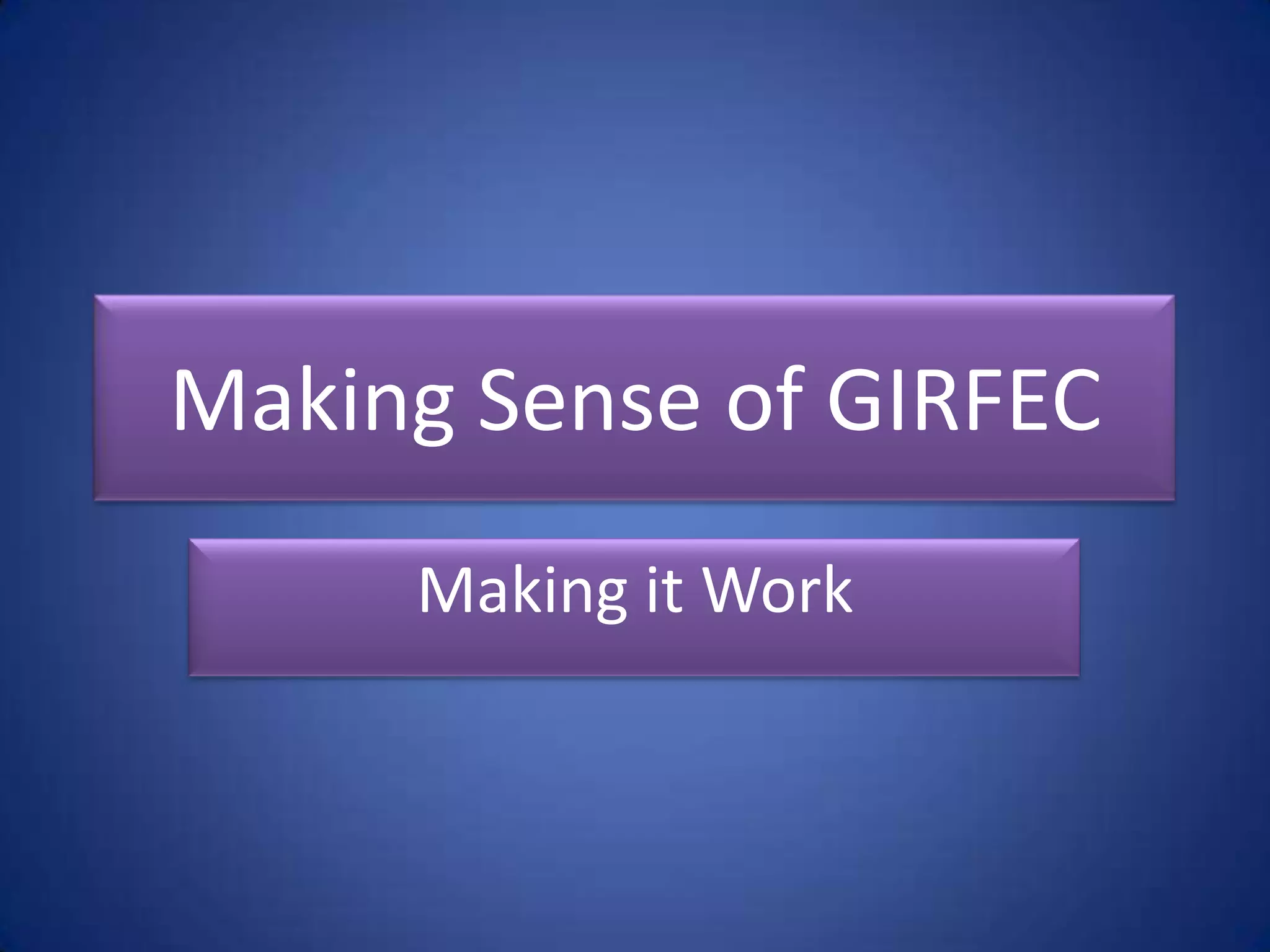 AHDS2013 WS 2 Making sense of GIRFEC | PPTX